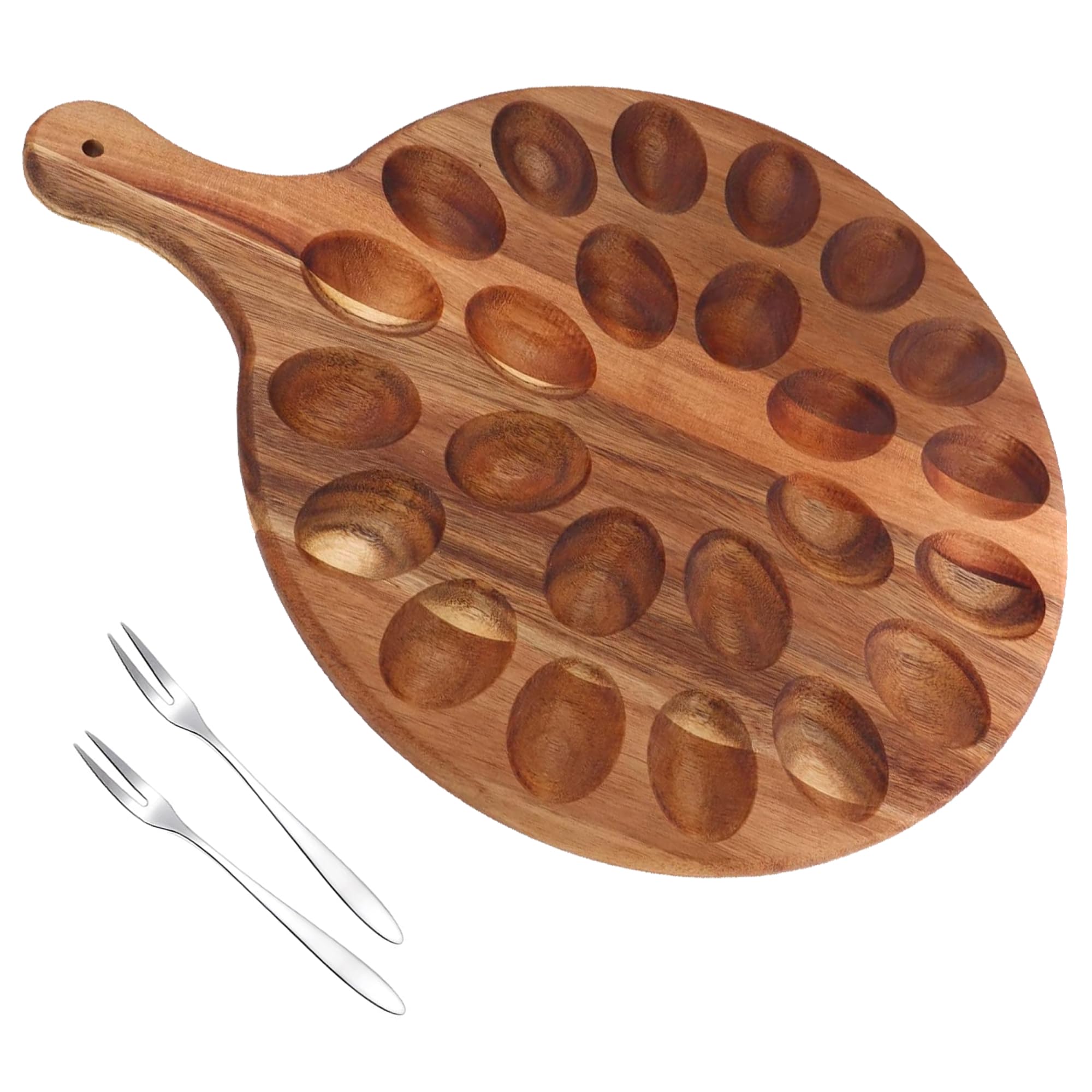 Amazon.com: Deviled Eggs Platter- Round Acacia Tray for Serving Deviled ...