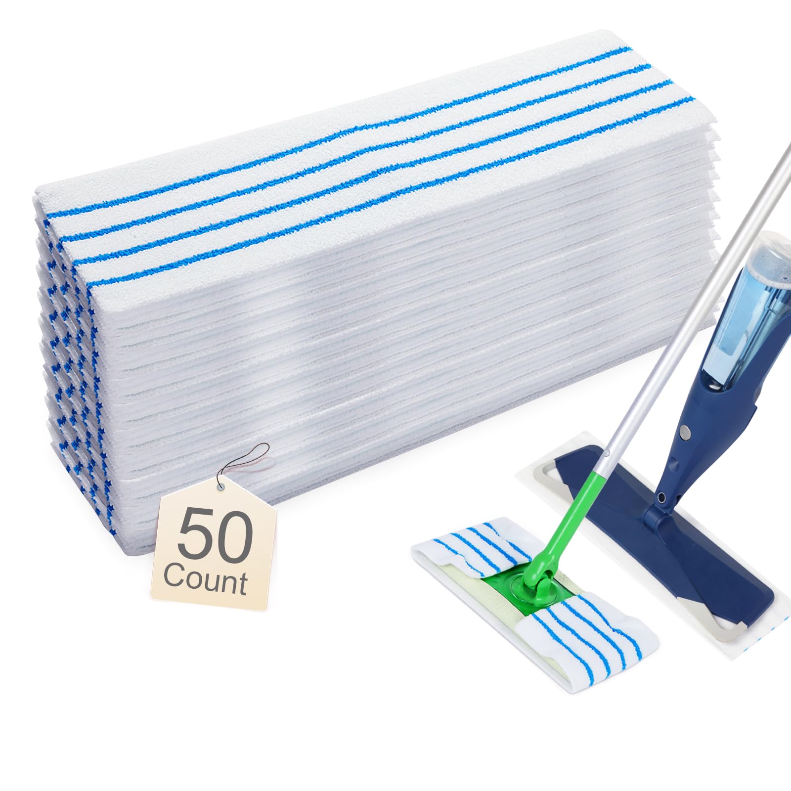 50 Count Microfiber Semi-Disposable Mop Pad Cloth Compatible with All ...