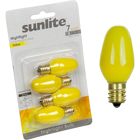 Sunlite 01061 7C7 Incandescent Bulb, 7 Watt, Candelabra E12 Base, C7 ...