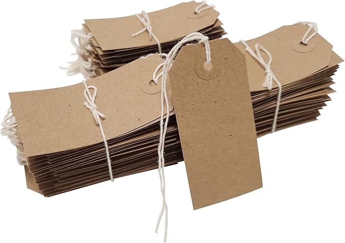 Swift Strung Tags Brown Reinforced Card Clothing Parcel Label String ...
