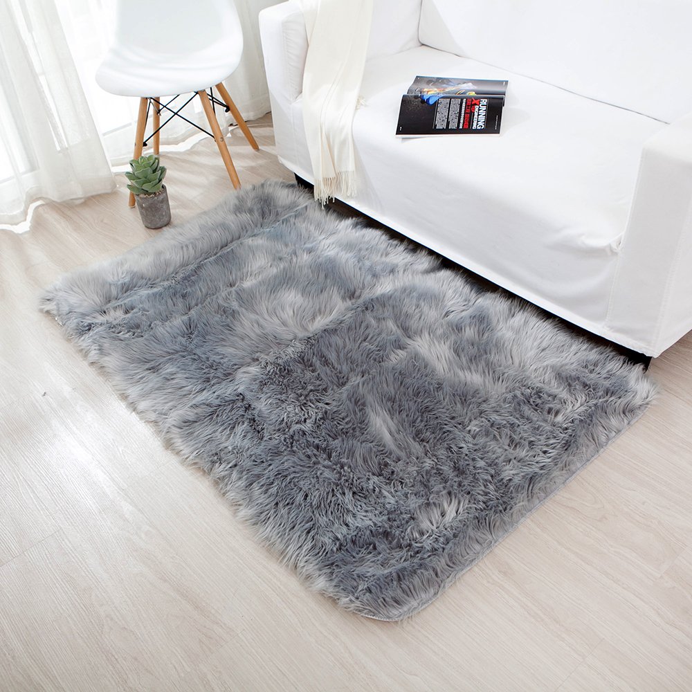Buy OJIA Deluxe Soft Fuzzy Fur Rugs Faux Sheepskin Shaggy Area Rugs ...