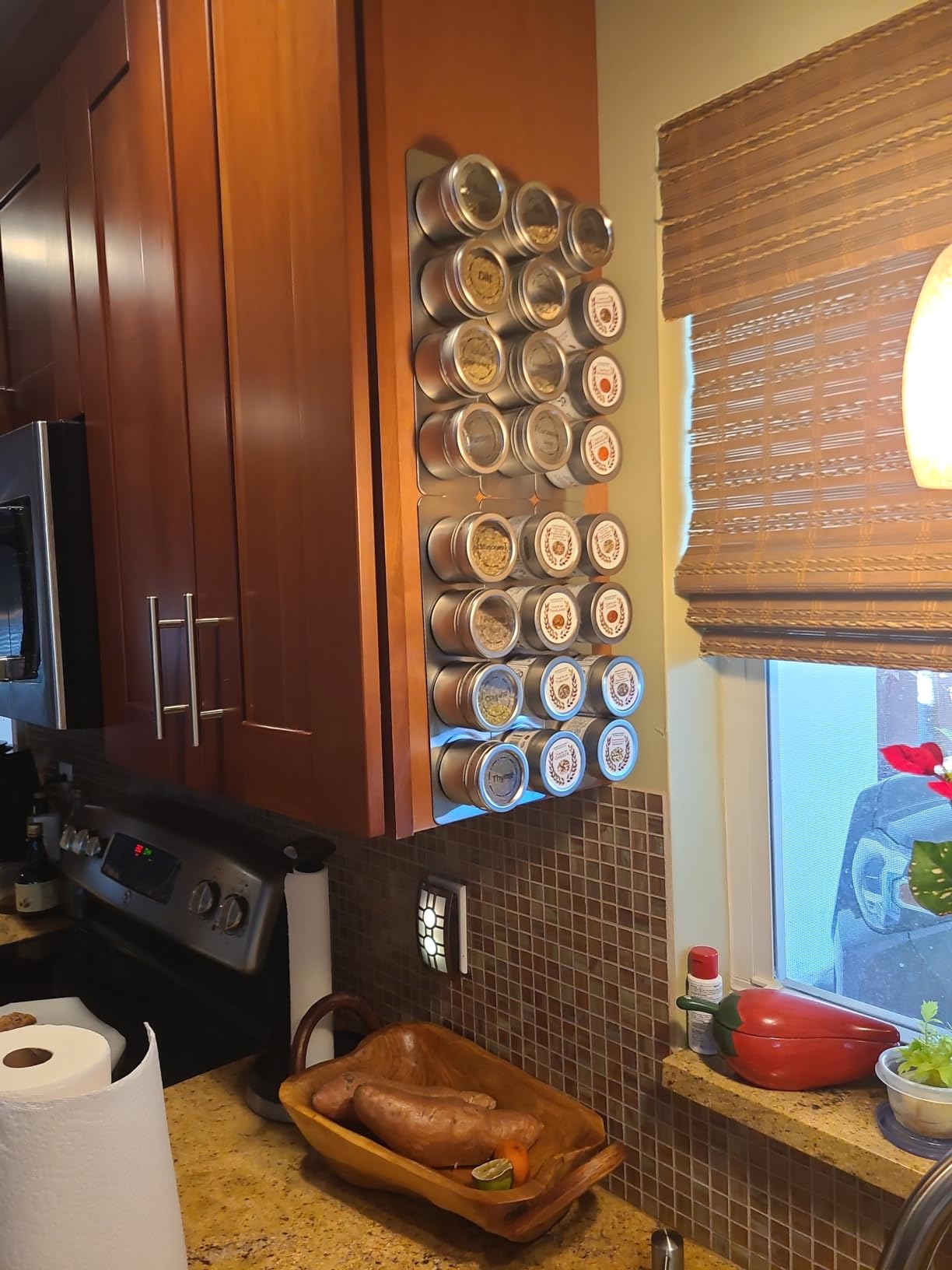 Amazon.com: HEFANTU 3 Magnetic Spice Rack Wall Mount, Stainless Steel ...