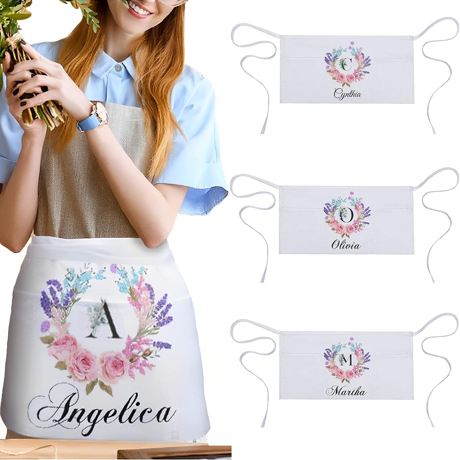 Amazon.com: AXKEUDO Personalized Custom Apron with Big Pockets,Waist ...