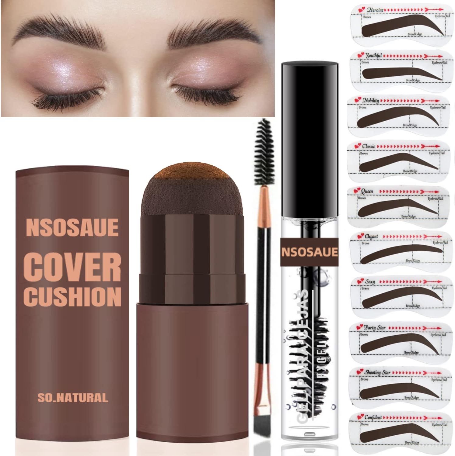 Amazon.com : Eyebrow Stamp, Eyebrow Stencil Kit and Eyebrow Brushes ...