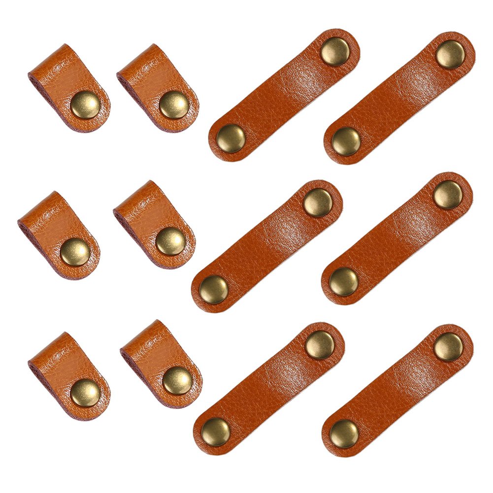 Amazon.com: 12 PCS PU-Leather Cable Straps Reusable Cable Ties Cable ...