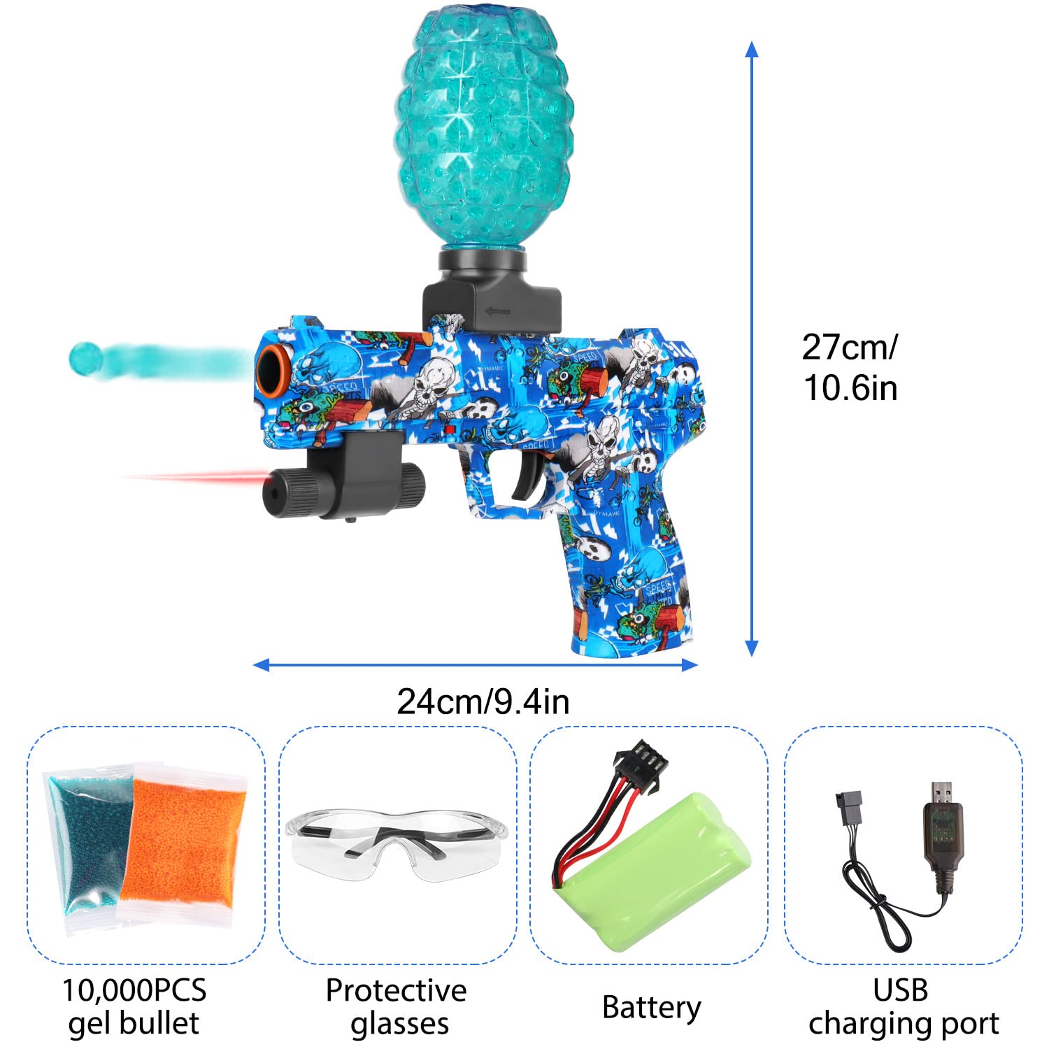 Buy Electric with Gel Ball Blaster - JFIEEI Gel Blaster Gun with 10,000 ...