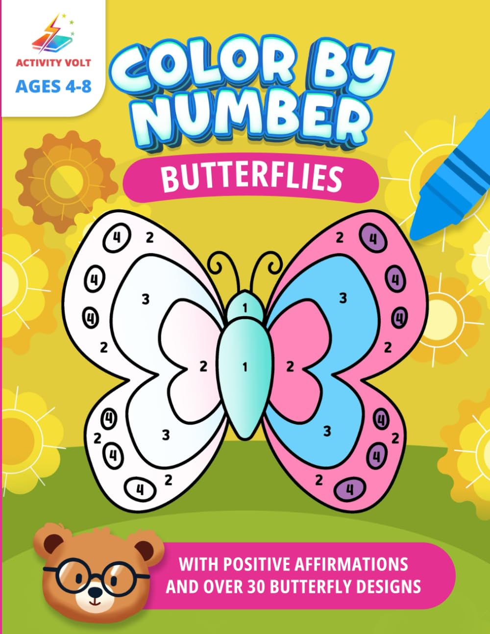 Color By Number Butterflies: Uplifting Coloring Book For Kids 4-8 With ...