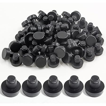 Litoexpe Glass Table Top Bumpers with Stem, 60 Pieces Black Rubber ...