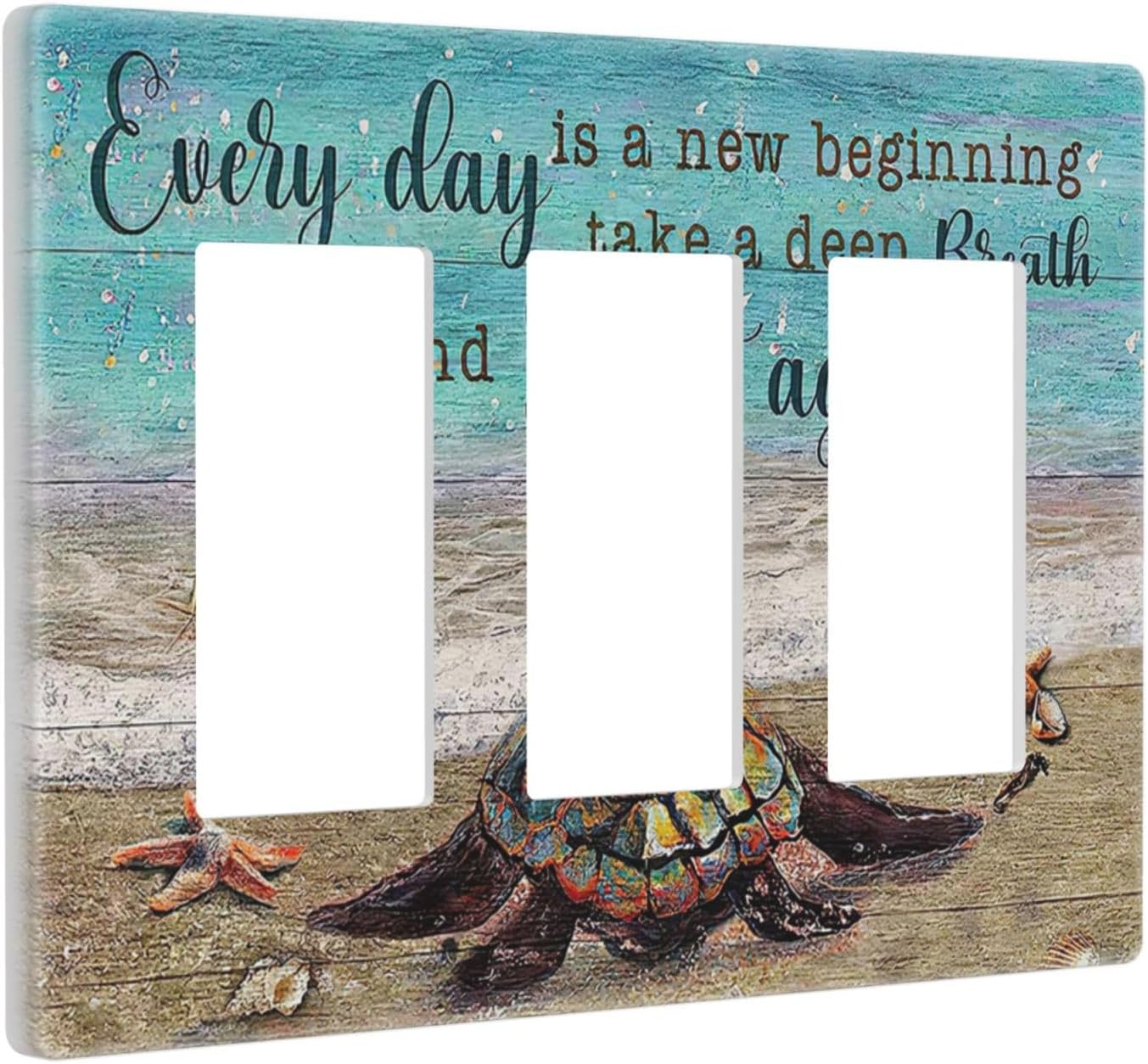 Sea Turtle Triple Rocker Light Switch Cover Decorative 3 Gang Wall ...