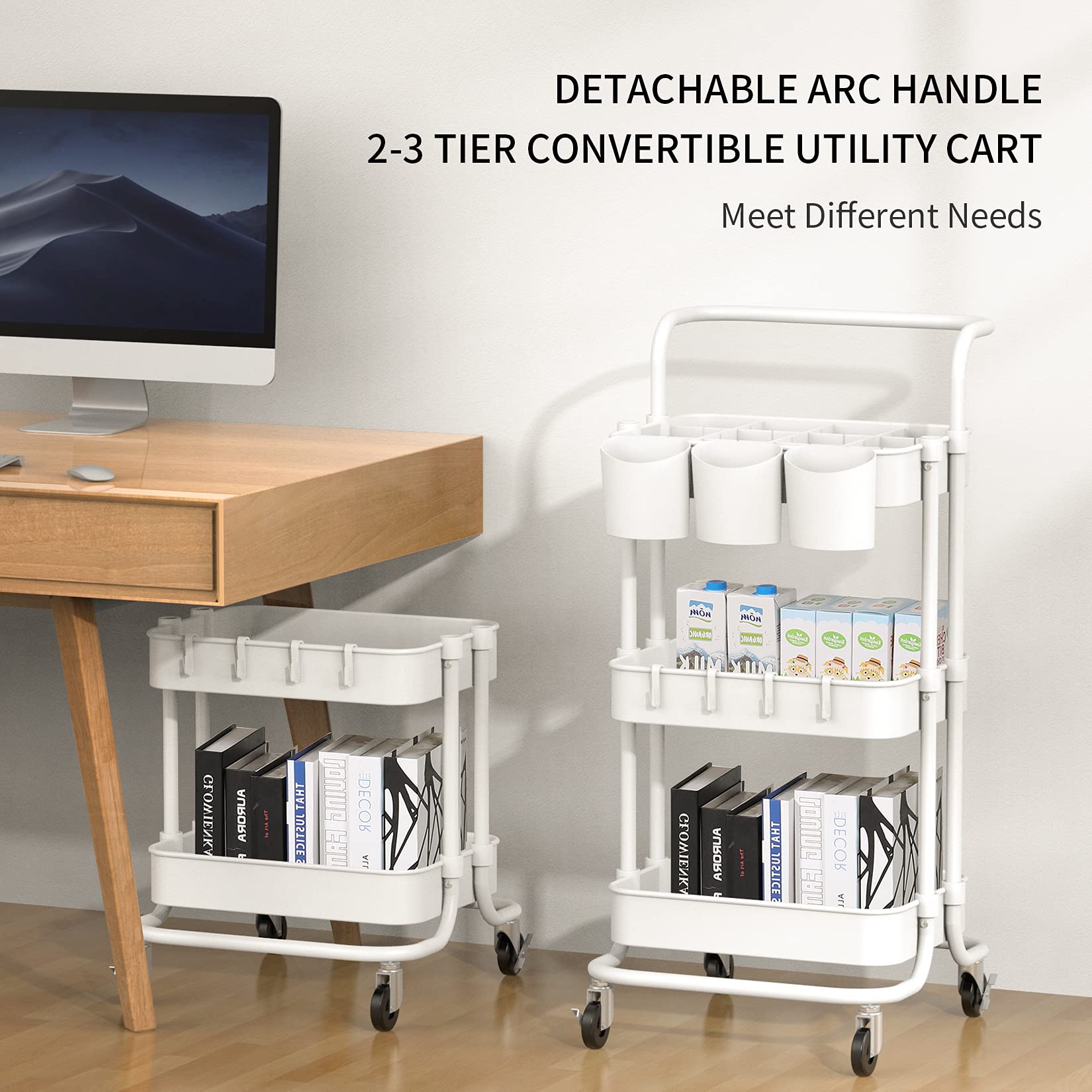 Buy alvorog 3-Tier Rolling Utility Cart Storage Shelves Multifunction ...