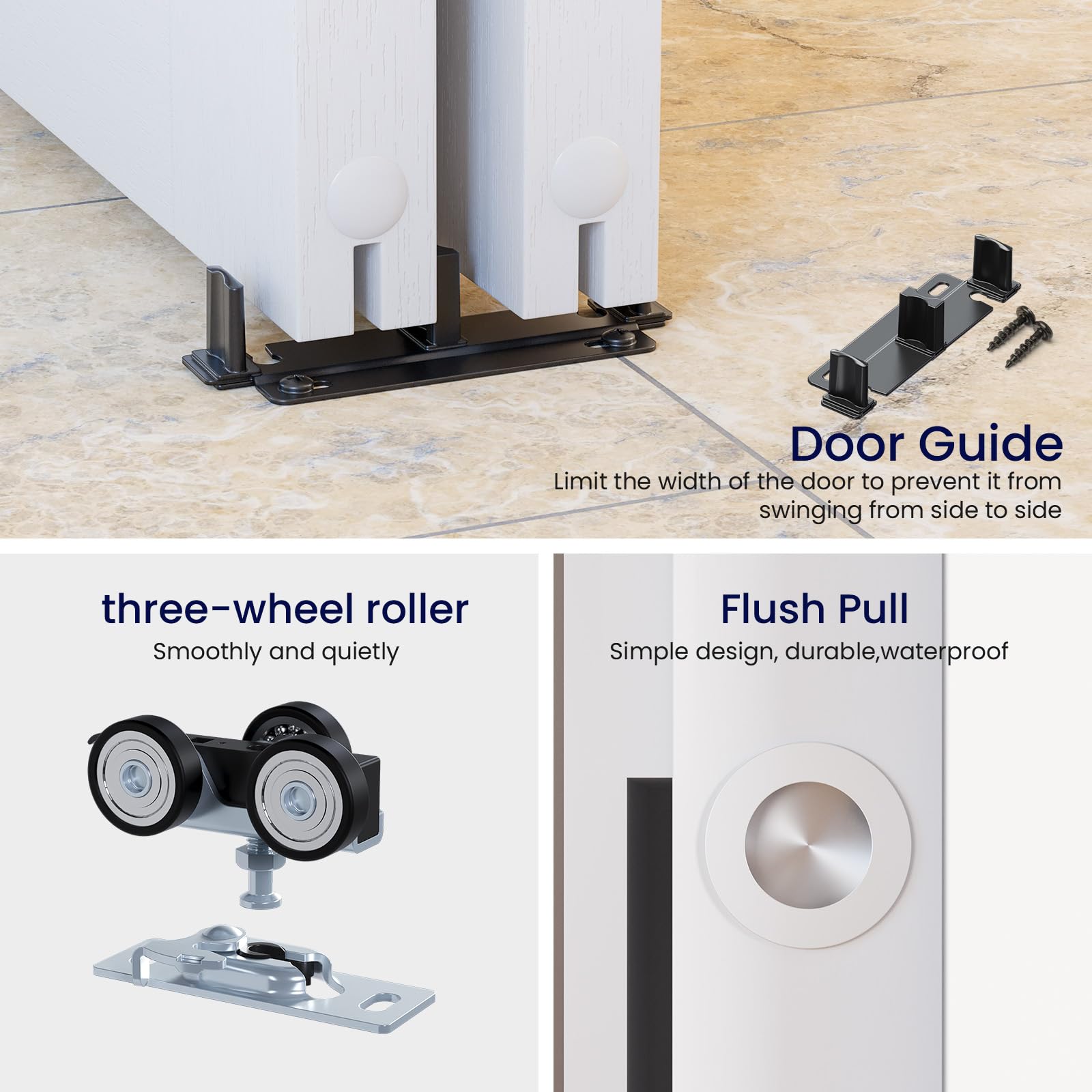 Snapklik.com : SMARTSTANDARD 48"/4FT Bypass Sliding Door Hardware Soft ...