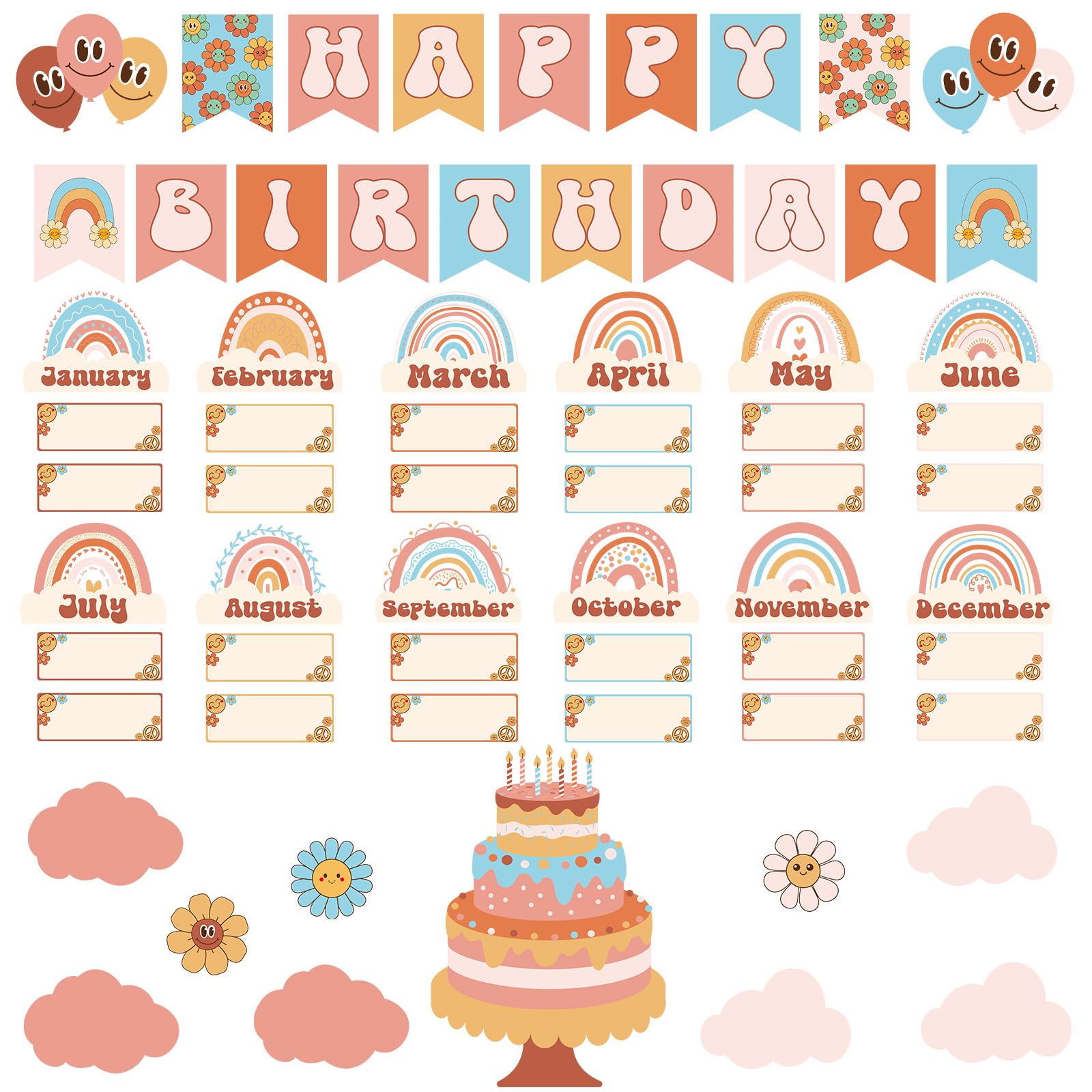 Snapklik.com : Nezyo Happy Birthday Classroom Bulletin Board Set, 80 ...
