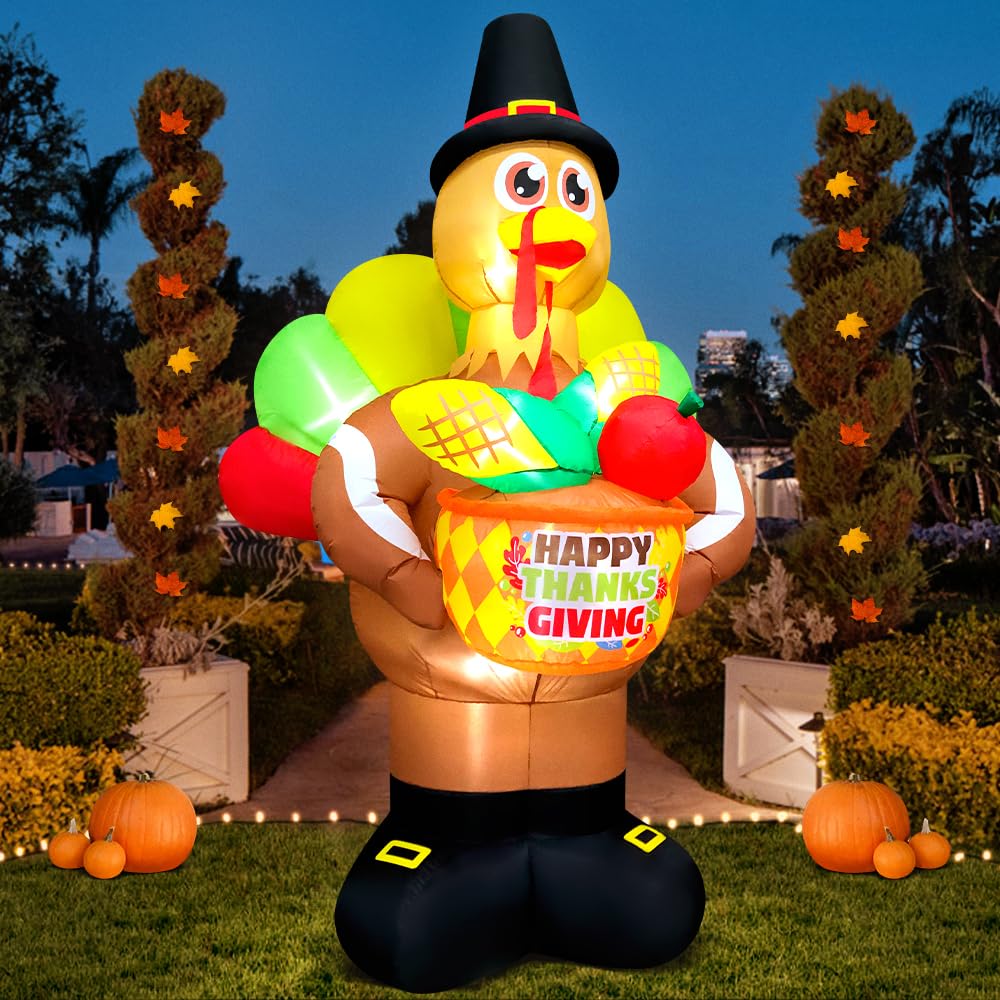 Amazon.com: KOOY 8FT Thanksgiving Inflatables Outdoor Decorations ...