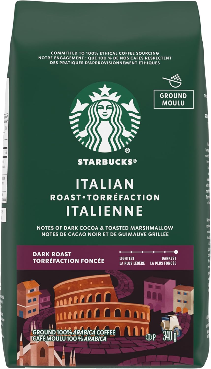 Starbucks Café moulu torréfié italien, 340 g (lot de 6) : Amazon.ca ...