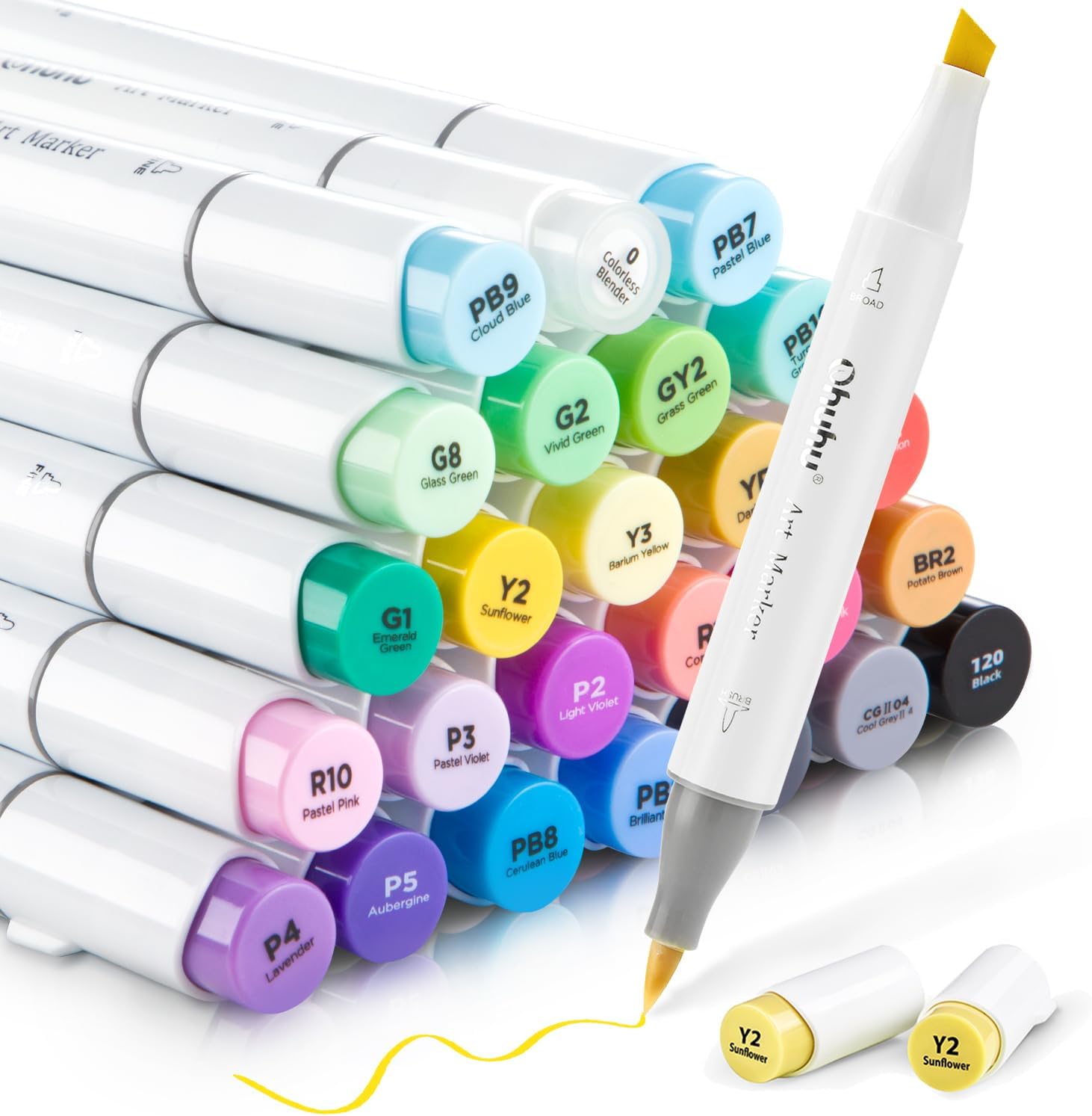 Amazon.com : K.CINE 48 Colors Alcohol Markers, Dual Tip Art Markers ...