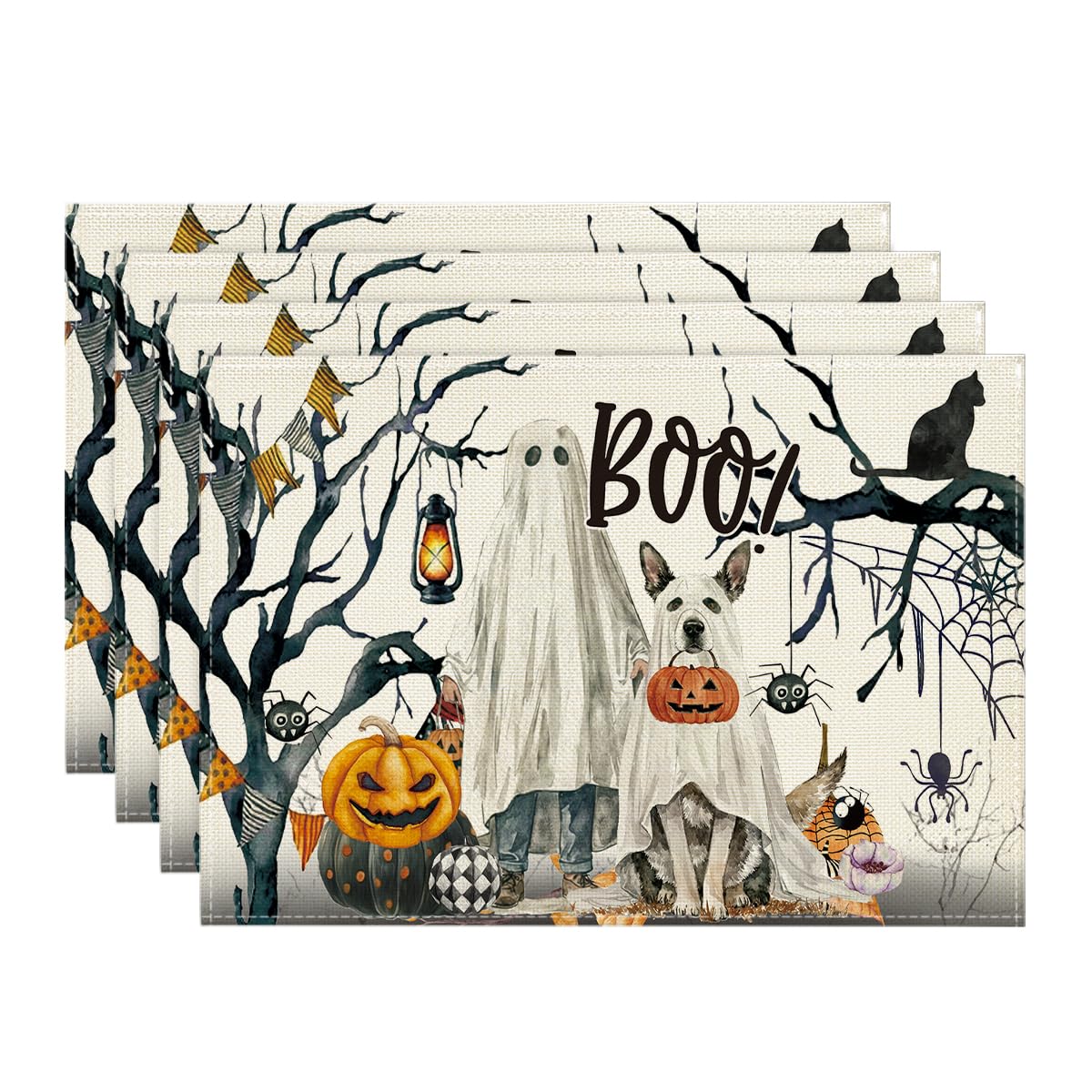 Amazon.com: Artoid Mode Ghost Pumpkins Tree Dog Boo Halloween Placemats ...