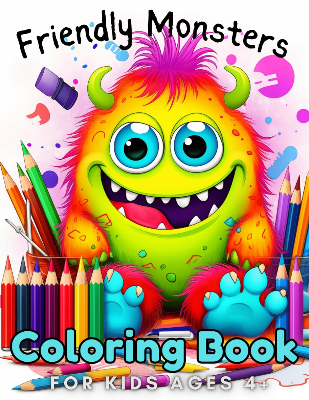 Amazon.com: Friendly Monsters Coloring Book: For Kids. Age 4-8 Large ...