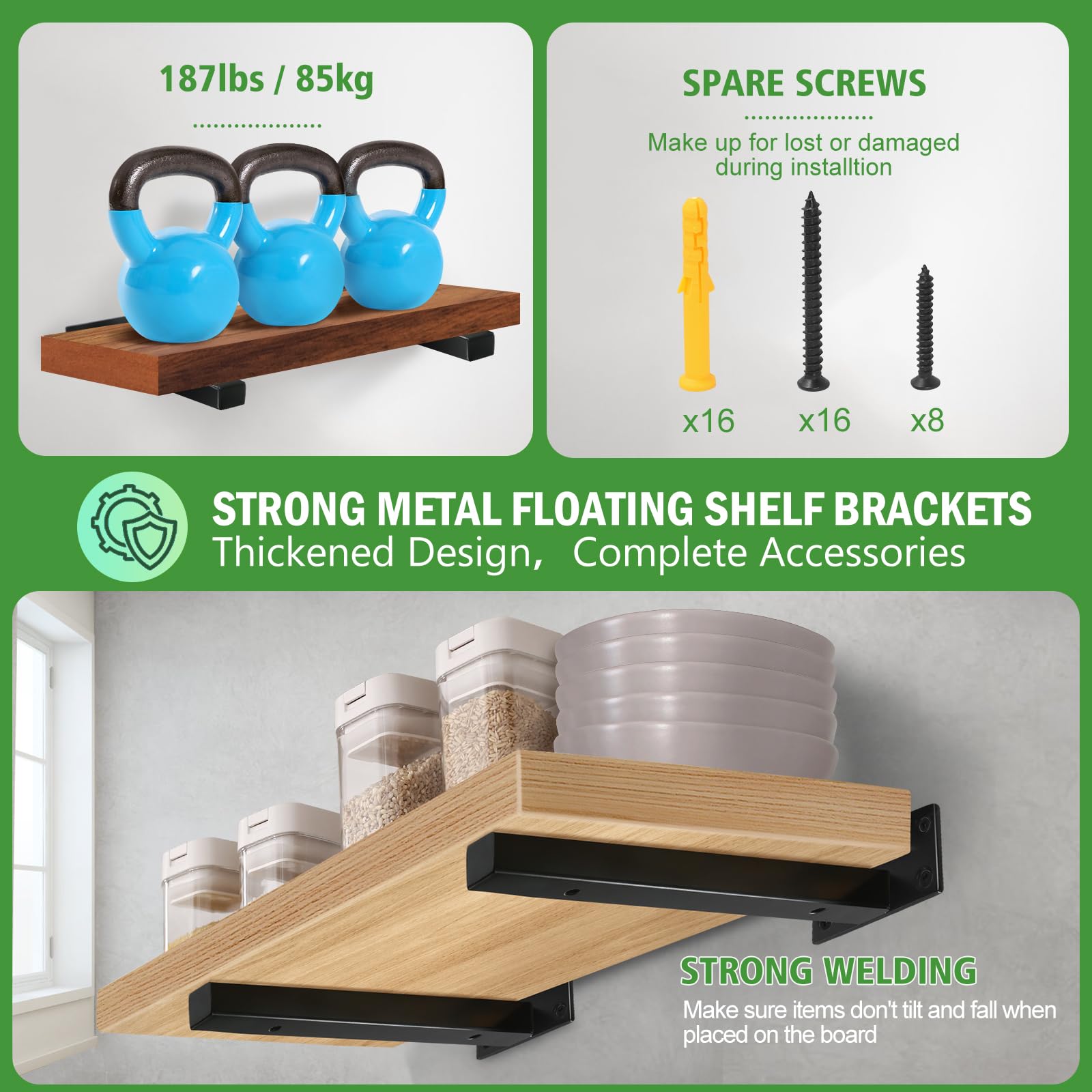 Snapklik.com : Jamiikury 10 Inch Floating Shelf Brackets Heavy Duty