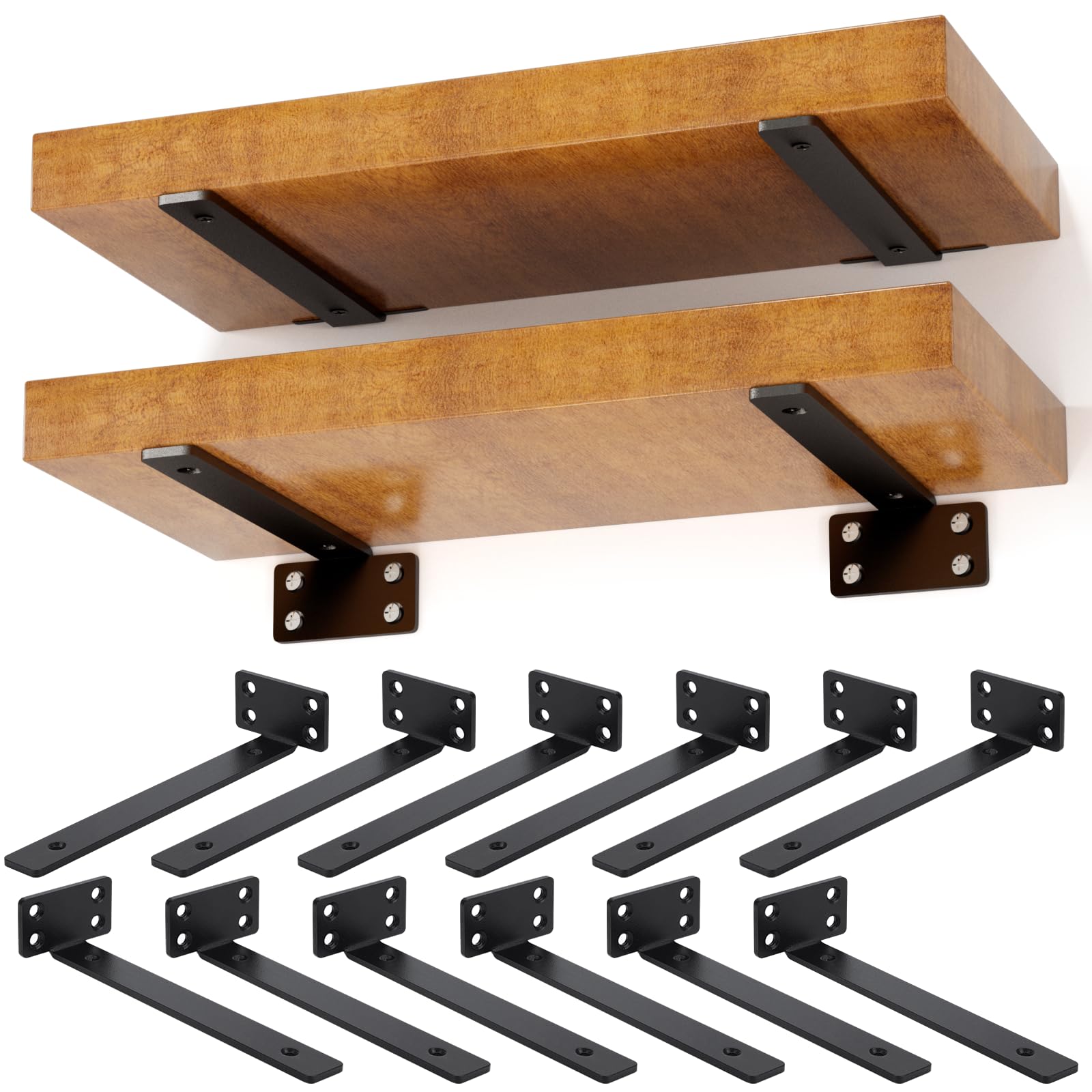 Snapklik.com : JEAWIWI 8 Inch Floating Shelf Bracket, 12 Pack Heavy ...