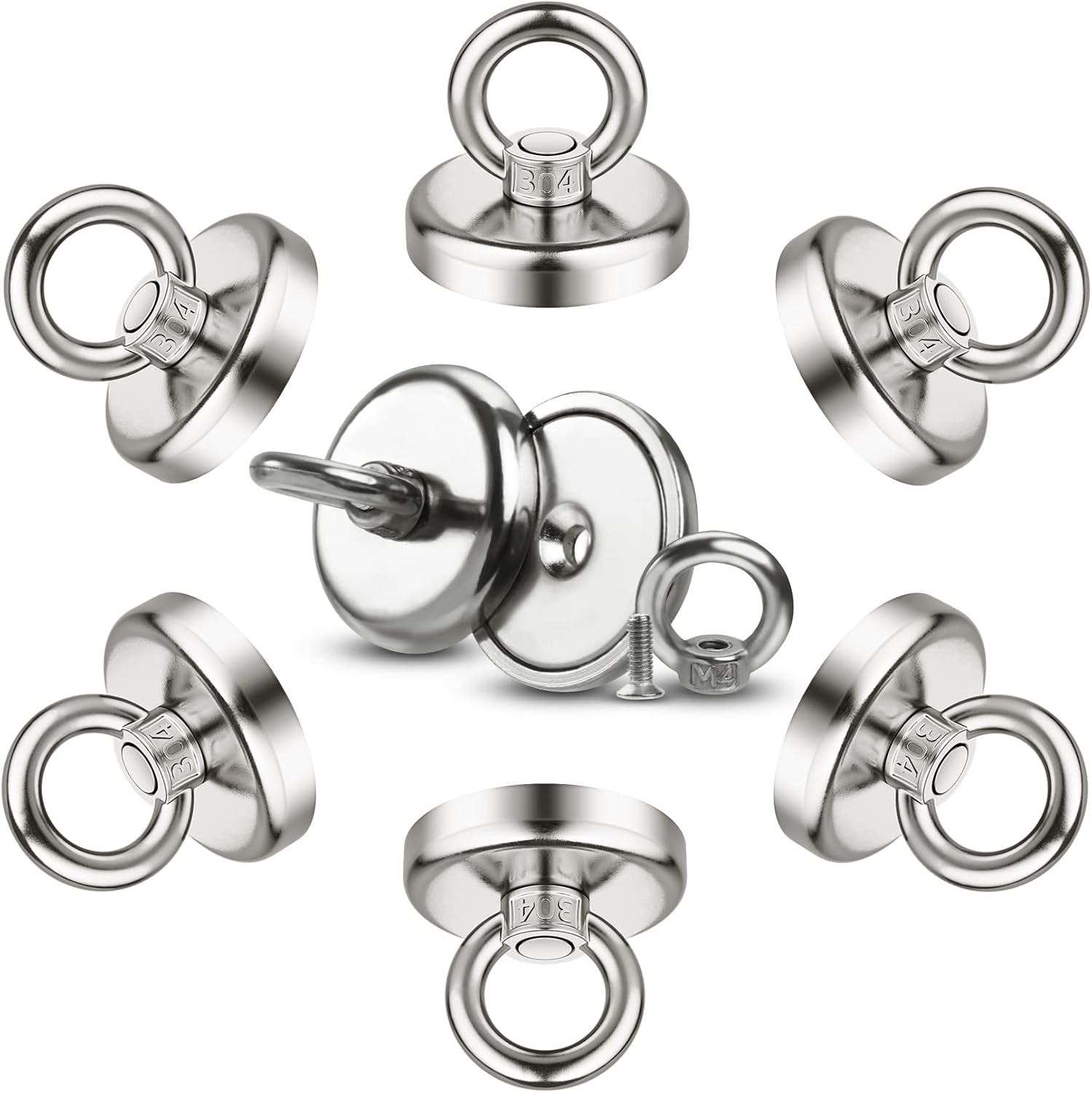FINDMAG Magnetic Hooks, 8 Pack 100 LBS Super Strong Neodymium Magnetic ...