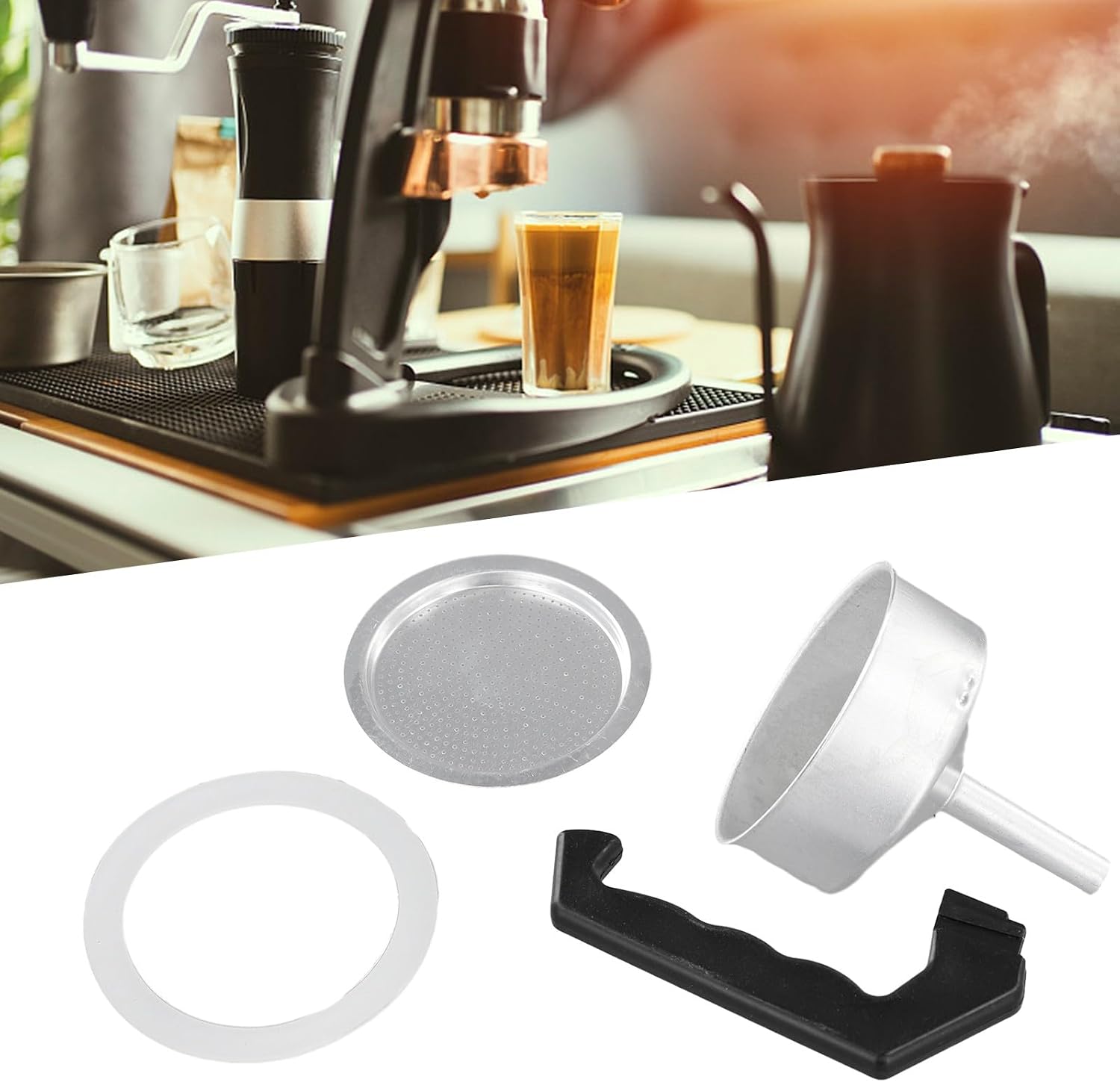 Moka Pot Replacement Parts, Stainless Steel Funnel Kit with Pack ...