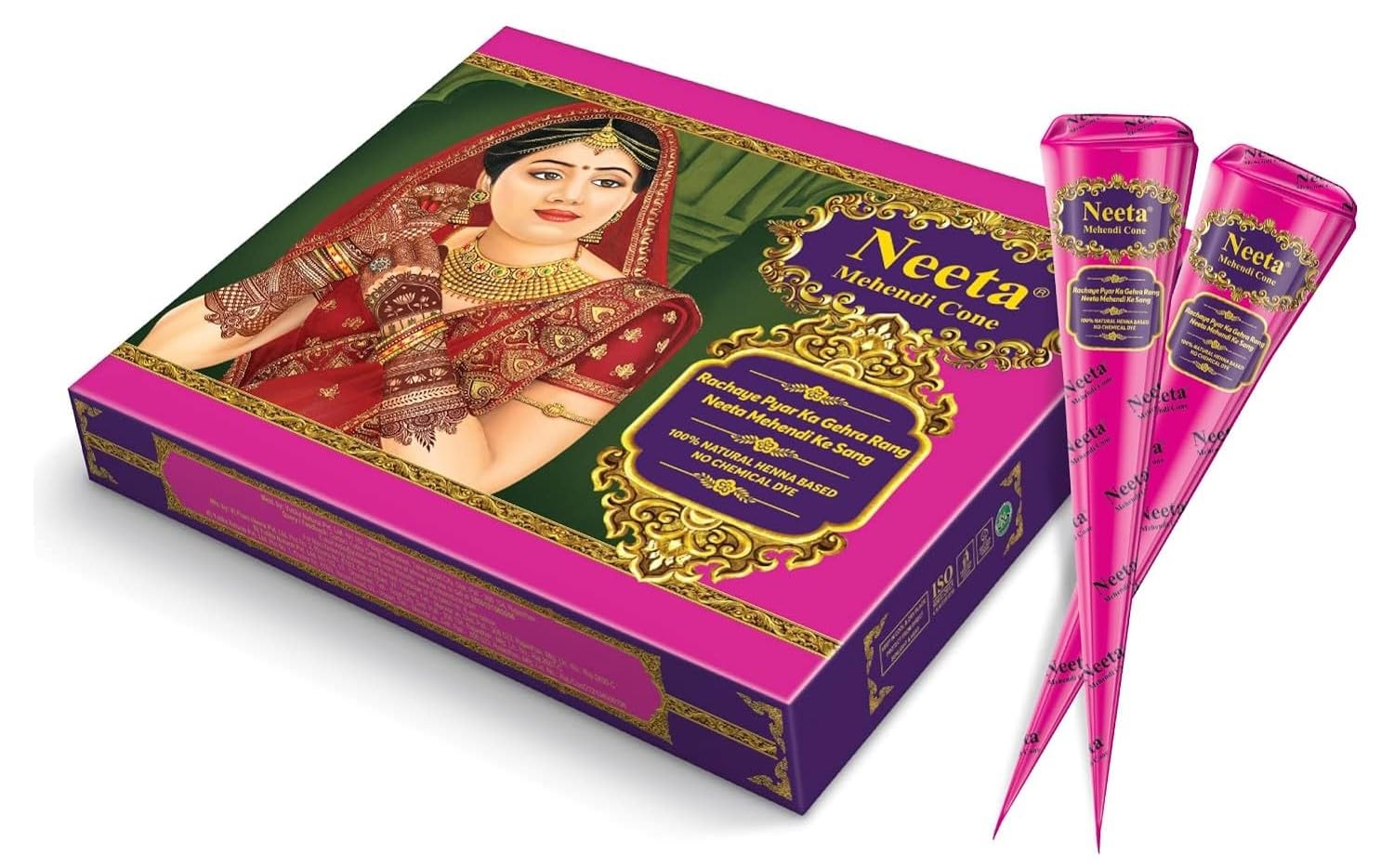 12 x Neeta *Special Pink Edition* Mehndi Cones | Dark Brown Mehndi All ...