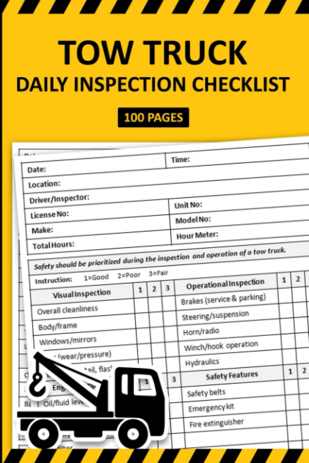 Tow Truck Daily Inspection Checklist: Tow Truck Inspection Report Book ...
