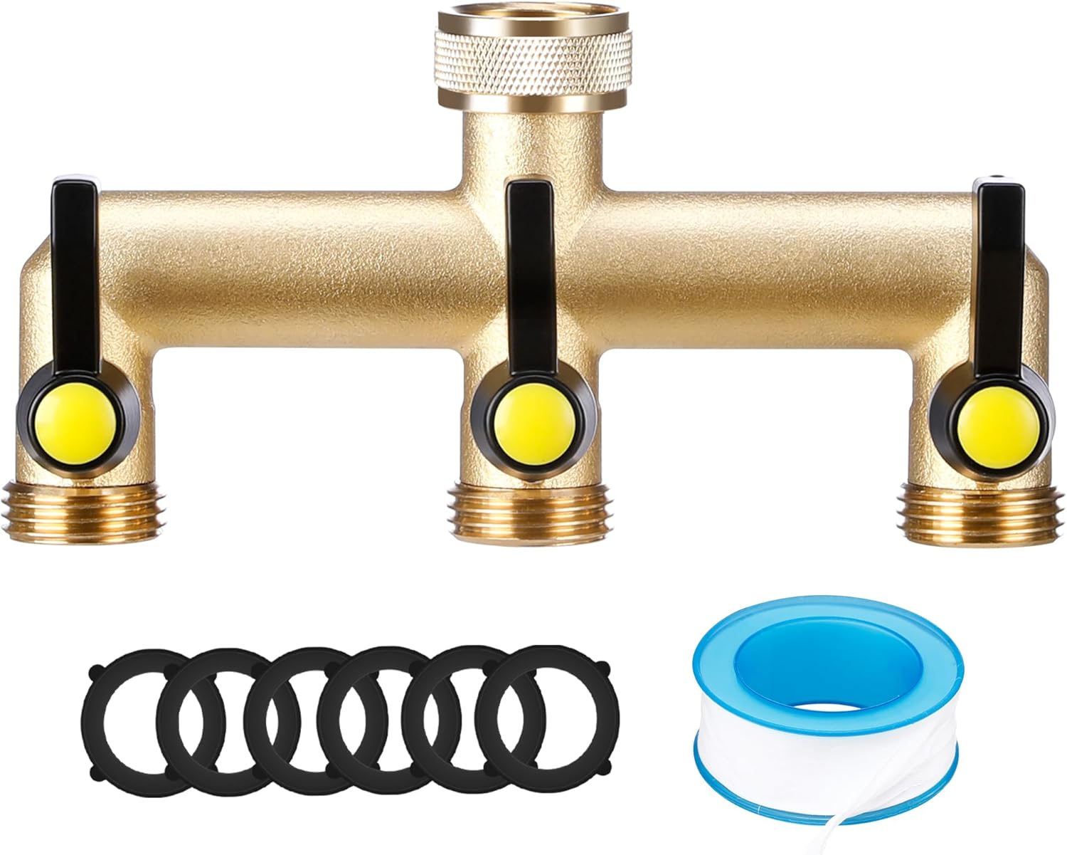 Amazon.com: IPOW 3 Way 100% Brass Heavy Duty Garden Hose Splitter, 3/4 ...