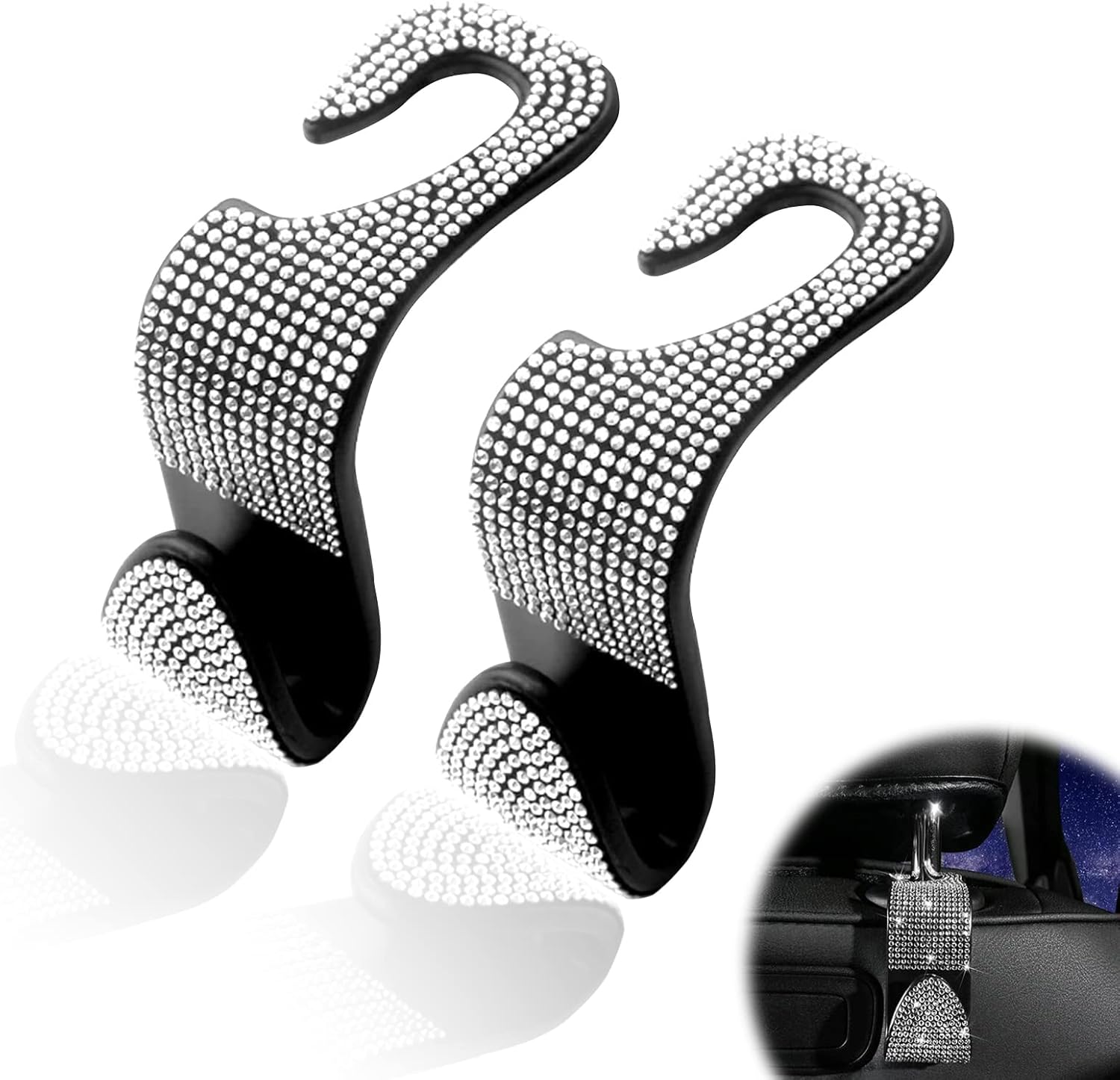Amazon.com: Sodcay 2 Pack Bling Car Seat Headrest Hook, Rhinestones ...