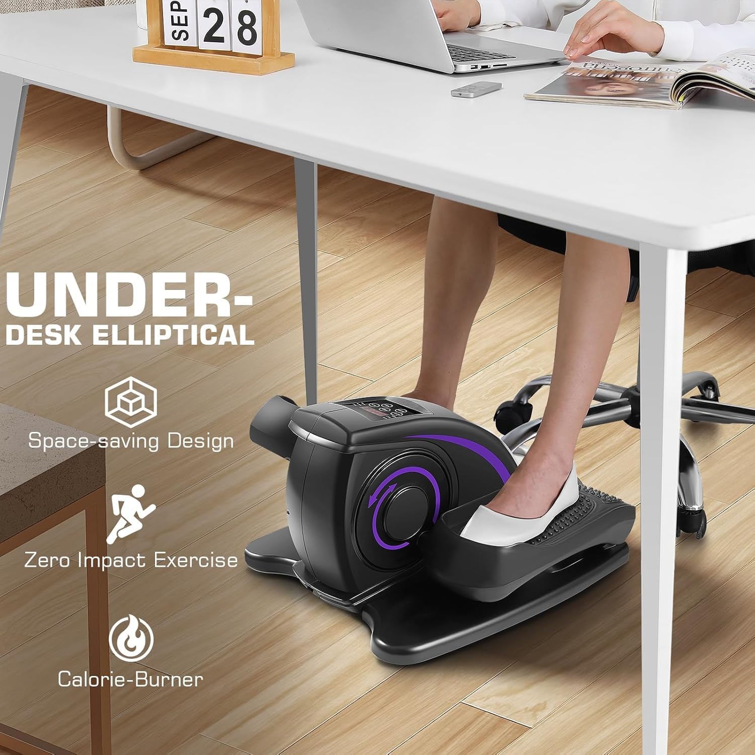 Snapklik.com : ANCHEER Under Desk Elliptical Machine, Electric Seated ...