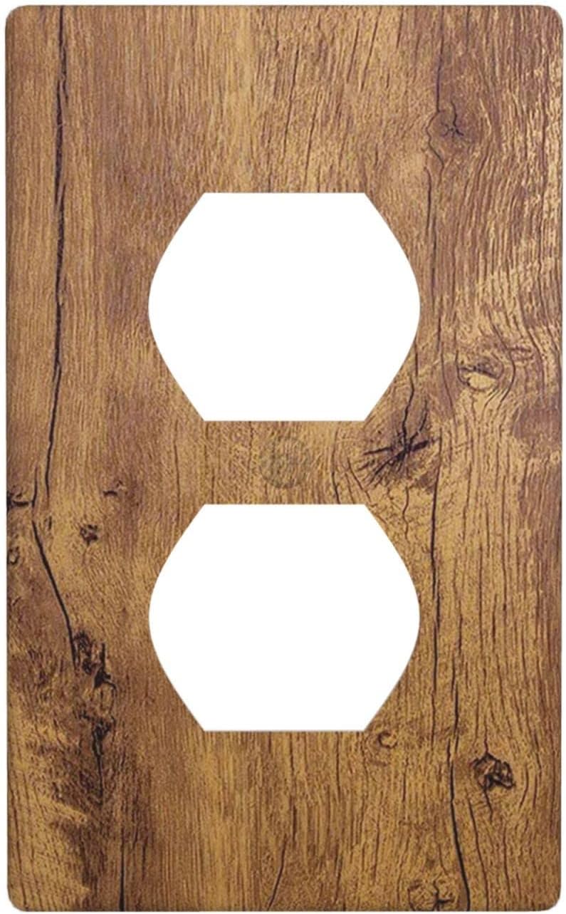 Rustic Farmhouse Wood Texture Duplex Outlet Covers Wall Plate ...
