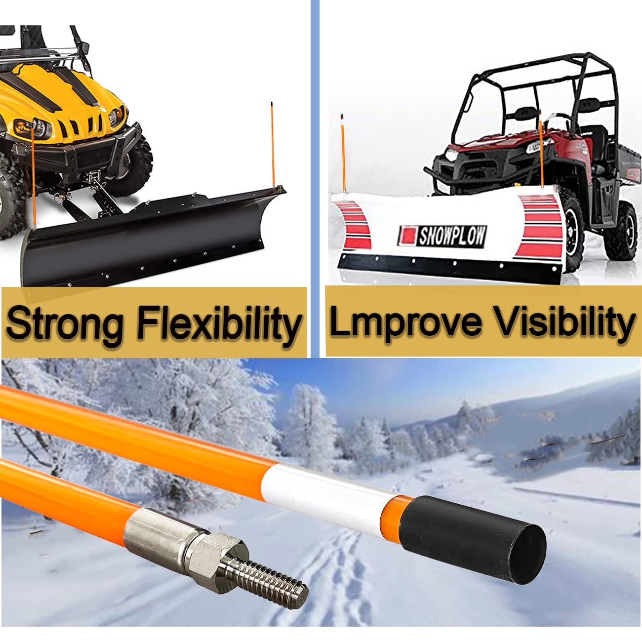 C CLINK Snow Plow Blade Markers Guides Kit Solid 24''Orange Internal ...