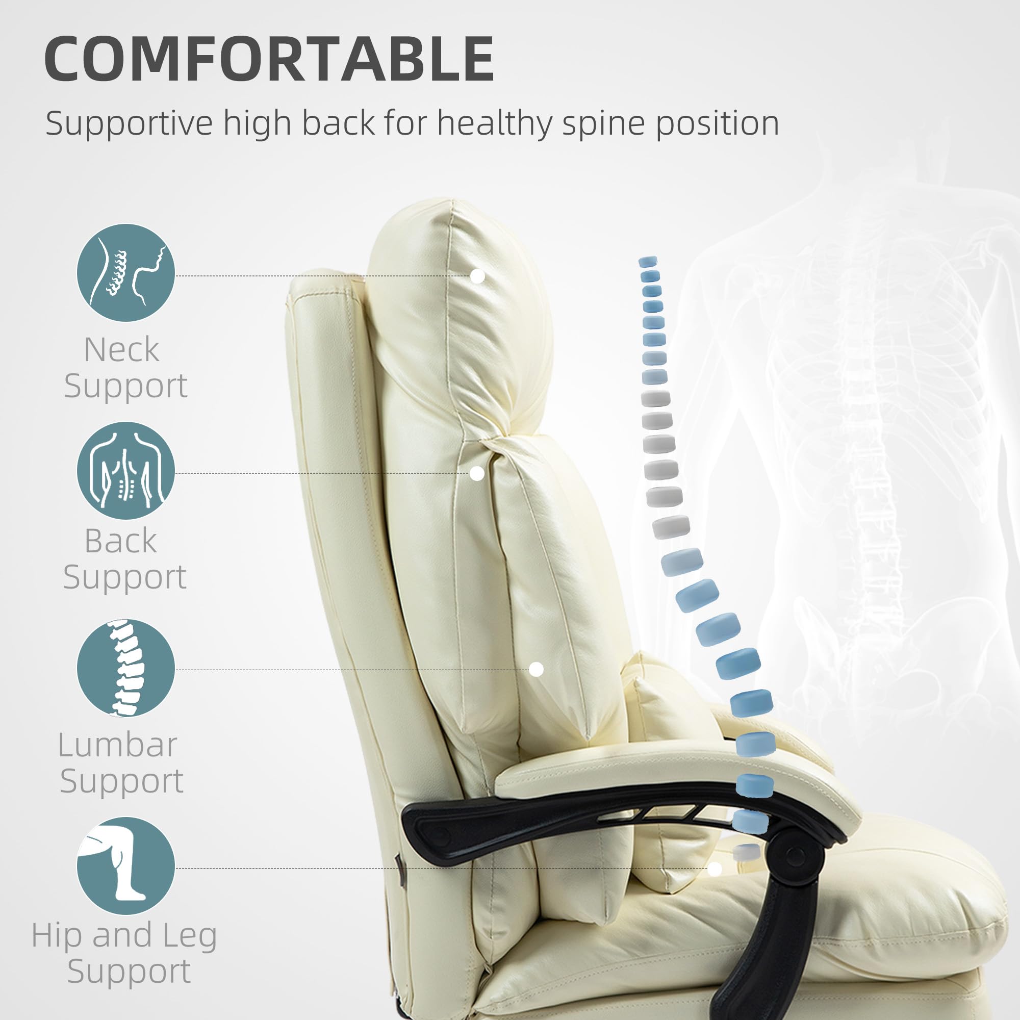 Snapklik.com : HOMCOM Overstuffed Executive Office Chair, Reclining ...