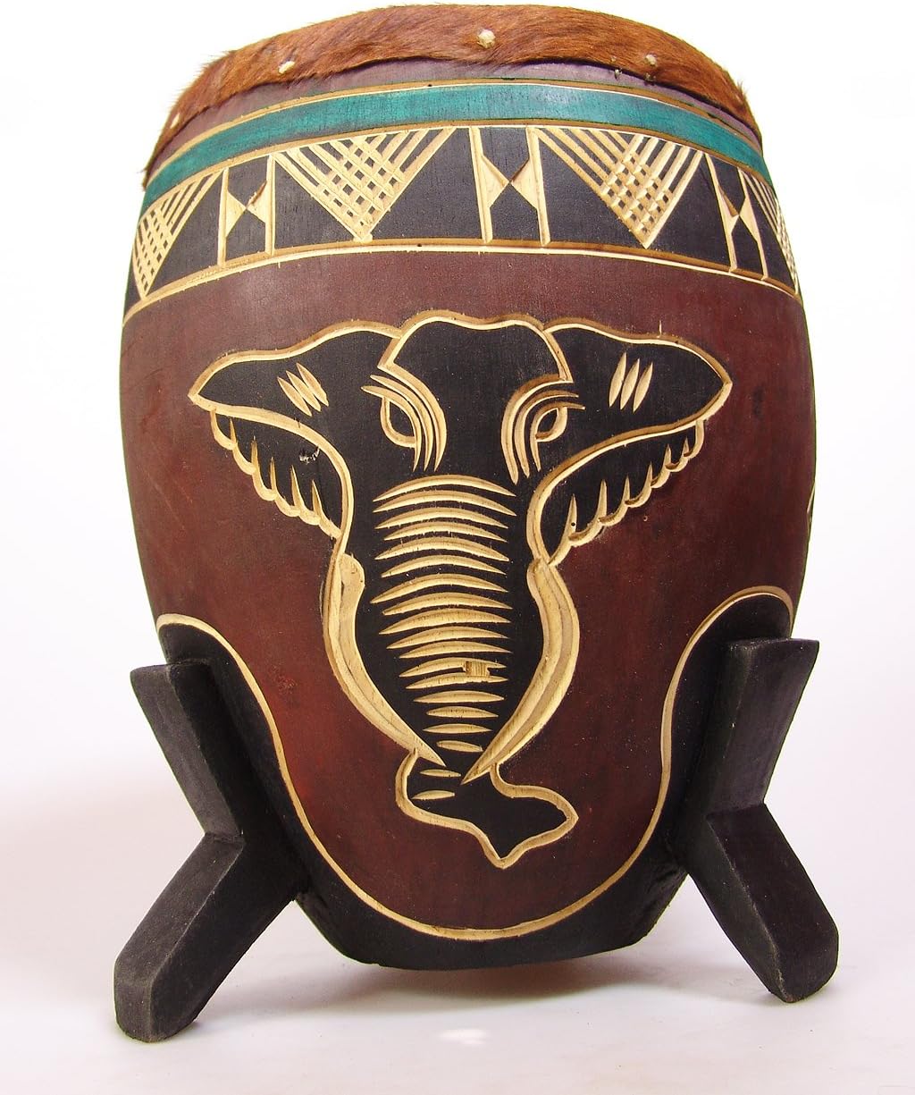 Amazon.com: Traditional Tonga Medium Wood/Leather Drum ~ Zimbabwe ...