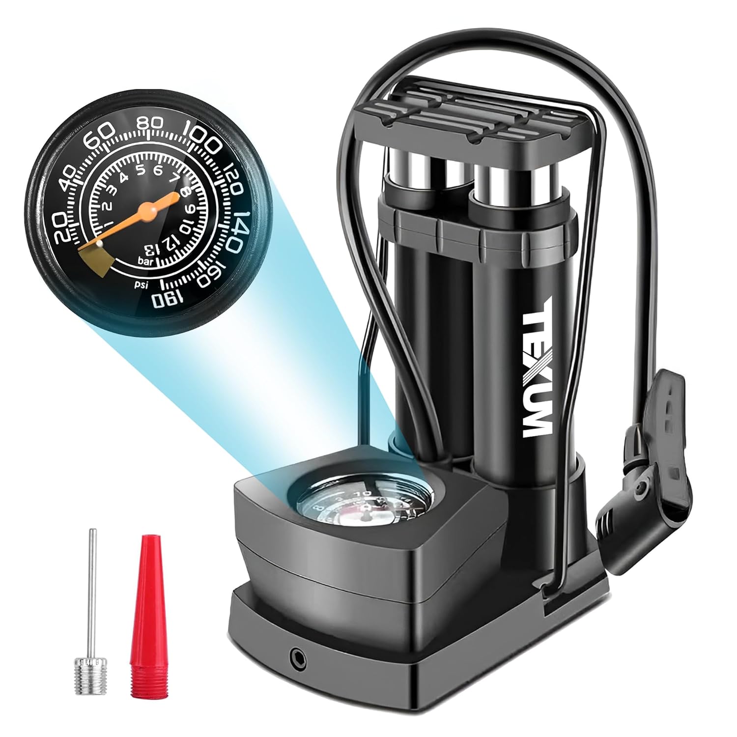 Texum Portable High Pressure Double Cylinder Foot Activated Air Pump ...