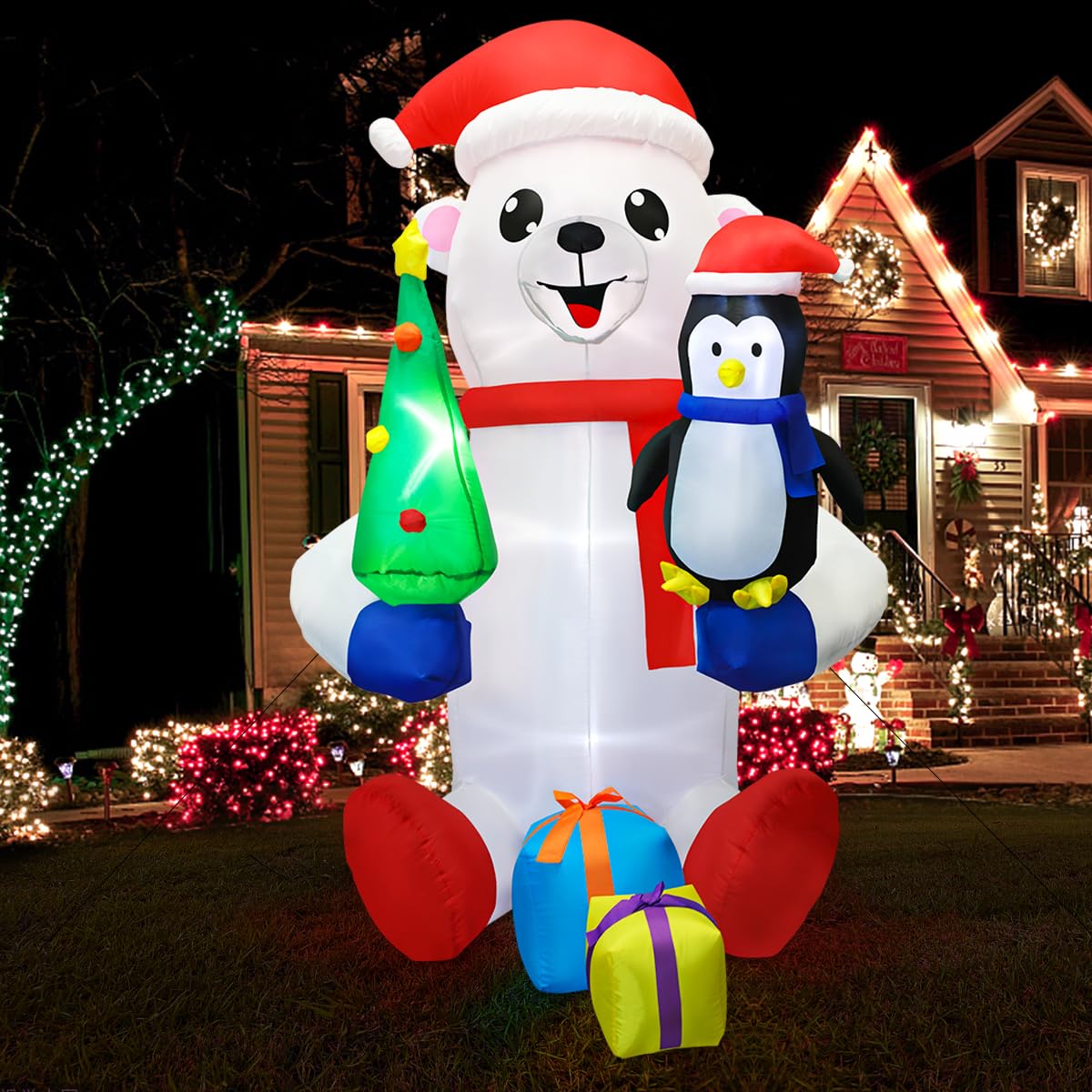 Amazon.com: Meland 6FT Christmas Inflatables Polar Bear - Inflatable ...