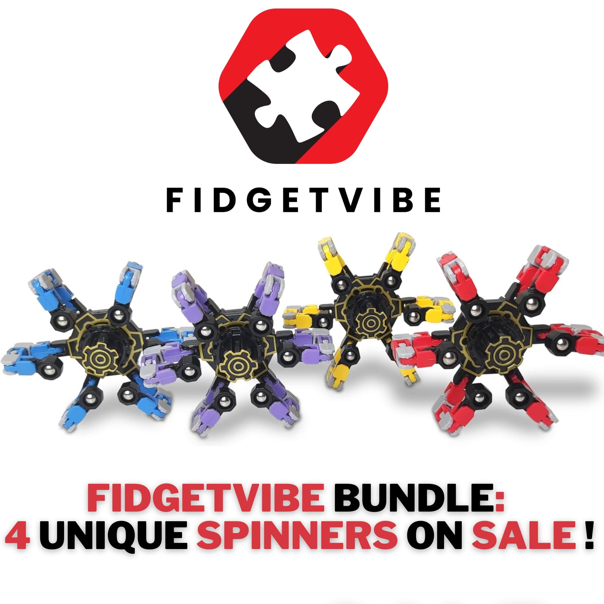 Snapklik.com : FIDGETVIBE 4-Pack Set - Transformable Fidget Spinners ...