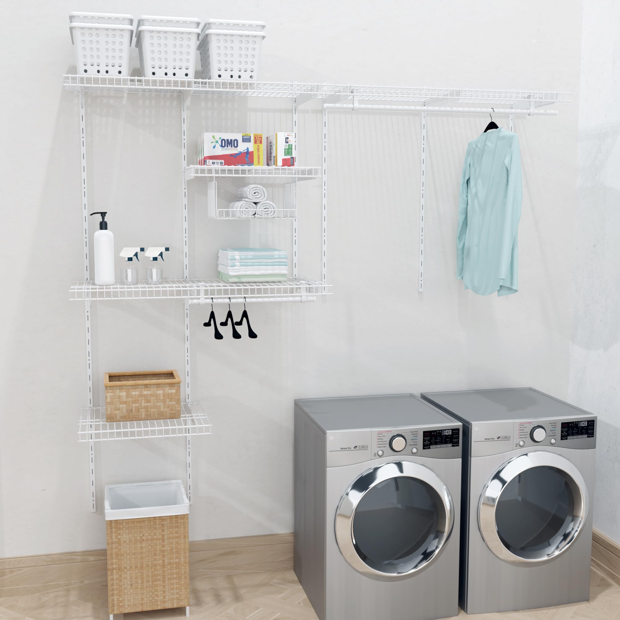 Amazon.com: SOH DESIGN White Wire Closet Shelf Kit, Shelving for Open ...
