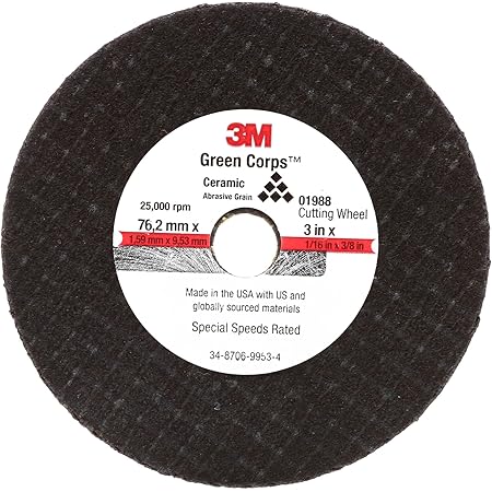Amazon.com: 3M 01990 Green Corps 3" x 1/16" x 3/8" Cut-Off Wheel (5 ...