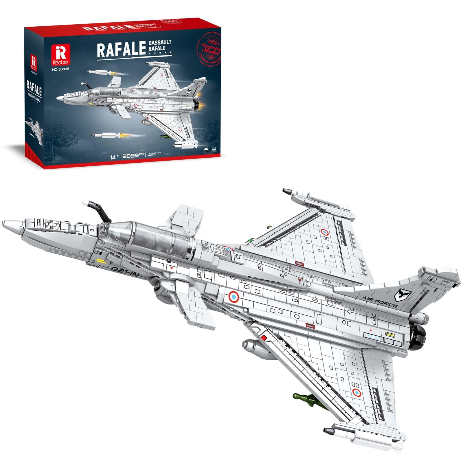 Reobrix 33035 Dassault Rafale Model Building Kit, Jet Fighter Building ...