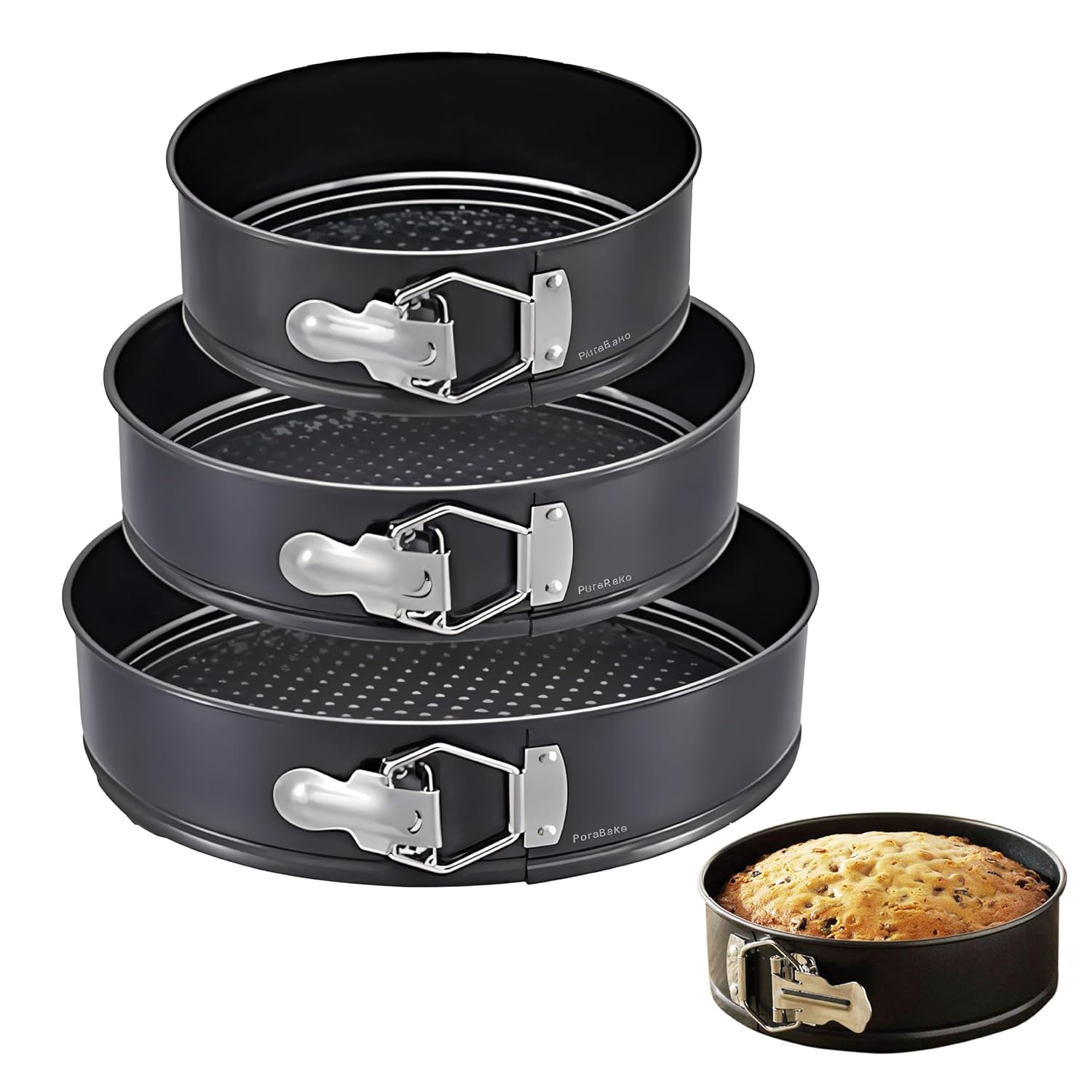 Wishome Round Springform Cake Mould Pan Set Teflon Coated Carbon Steel ...