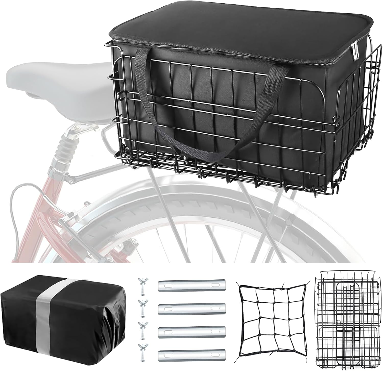 Amazon.com : Folding Rear Bike Basket, Metal Bicycle Basket with ...