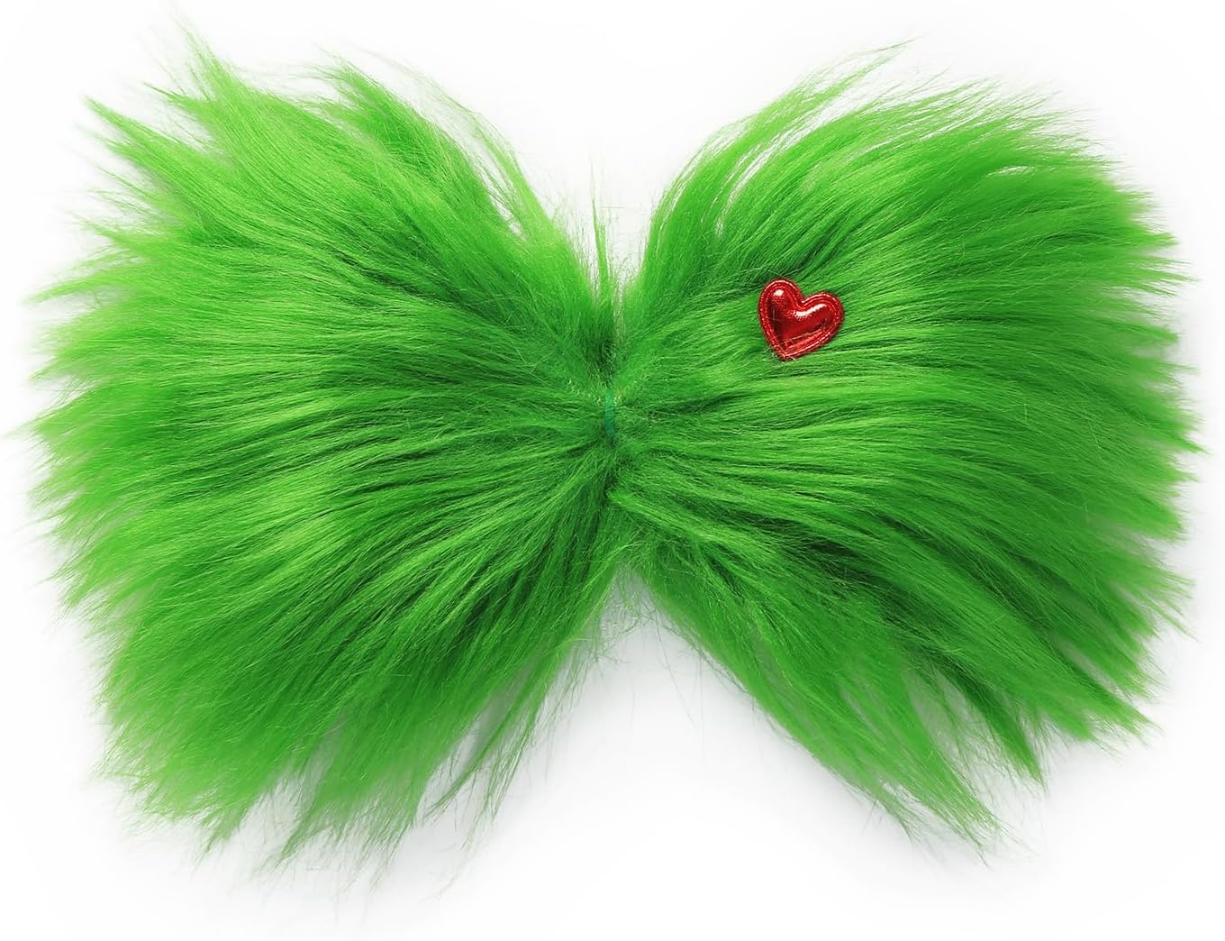 Amazon.com: Large Green Furry Hair Bow with Red Heart Women Girls ...