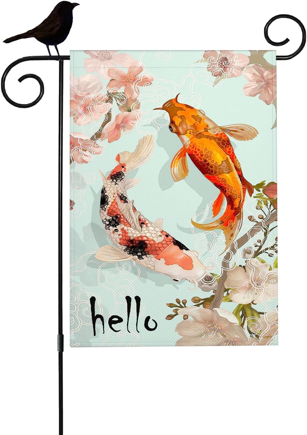 Amazon.com : Mugod Watercolor Fish Garden Flags Fish in Pond Summer ...
