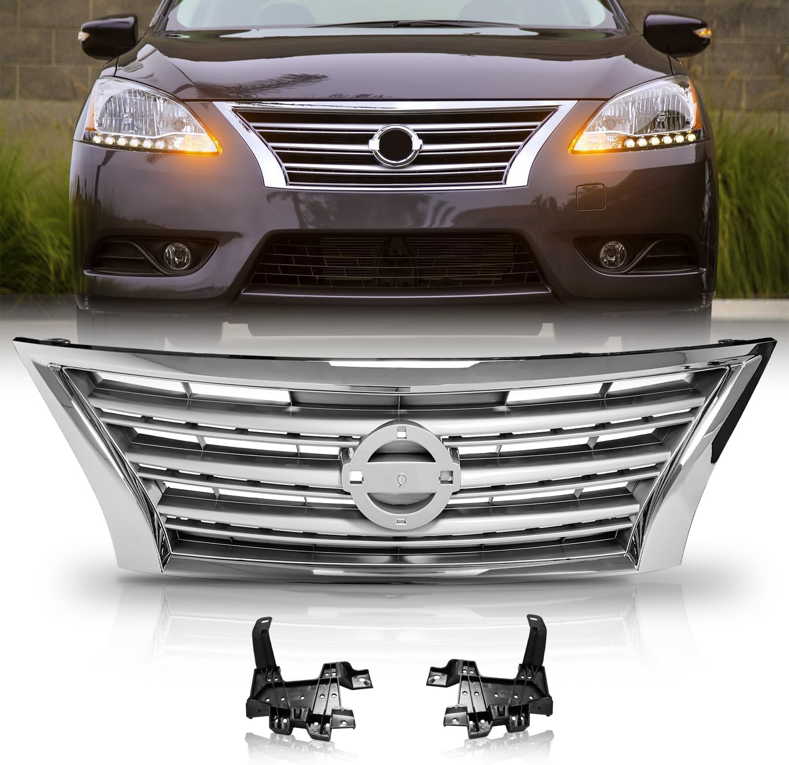 Amazon.com: Perfit Liner Front Silver Black Grille Grill With Chrome ...