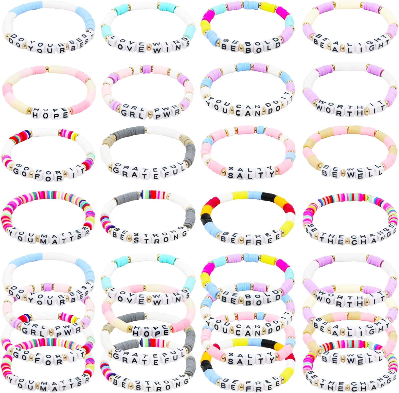 Amazon.com: yesaior 64 pcs Inspirational Beaded Bracelets Bulk ...