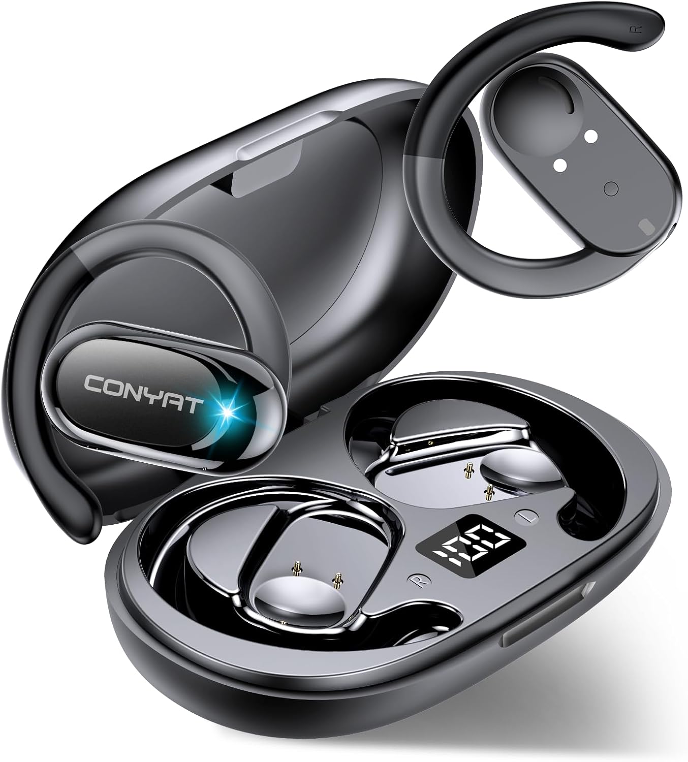 Amazon.com: Conyat Open Ear Headphones, Wireless Bluetooth 5.4 Earbuds with Big Earhooks, Ultra ...