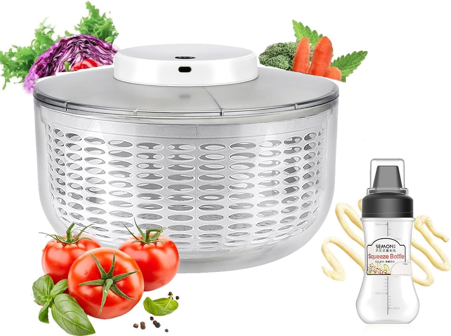 Amazon.com: Electric Salad Spinner, 6L Lettuce spinner,Large Capacity ...