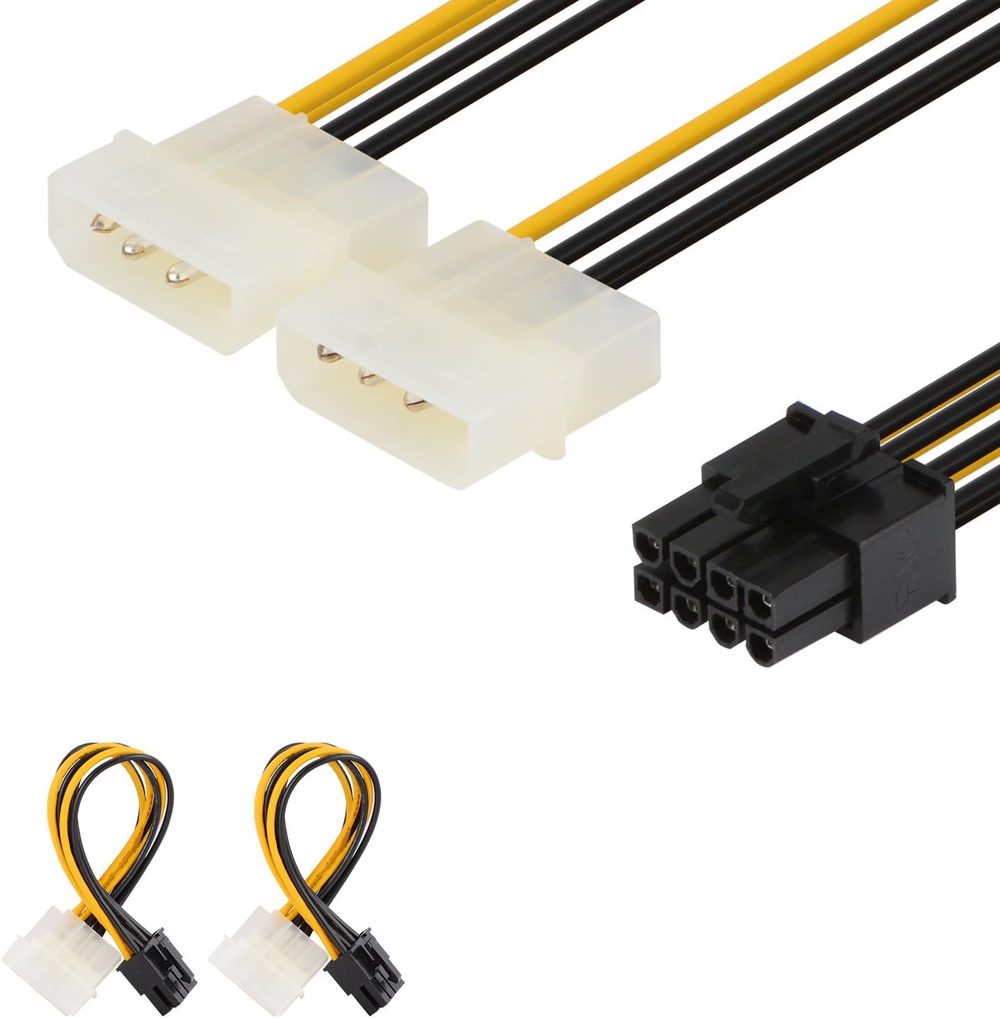 Amazon.com: Cable Matters 2-Pack 8-Pin PCIe to Molex (2X) Power Cable 4 ...