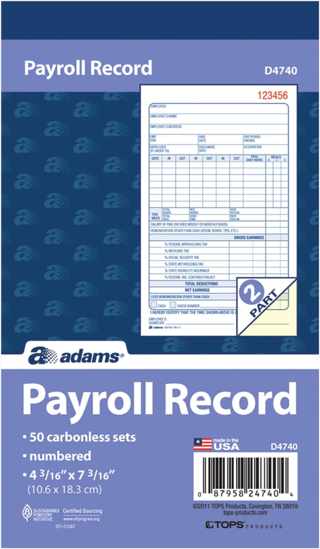 Amazon.com : Yeaqee 2 Pcs Employee Payroll Record Book 2 Part ...